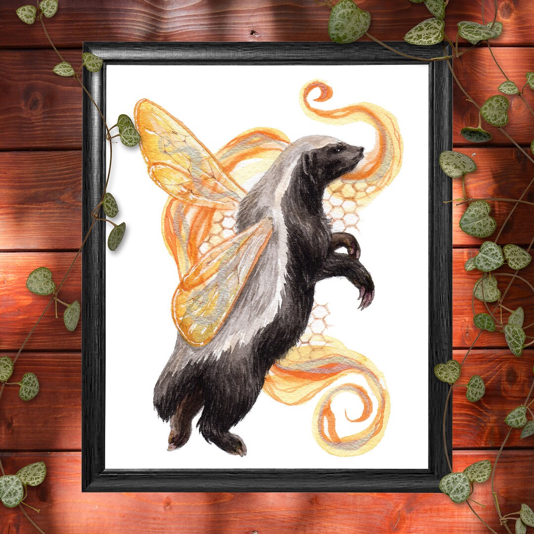 Art Print "faerie Mustelids: Honey Badger" - Etsy