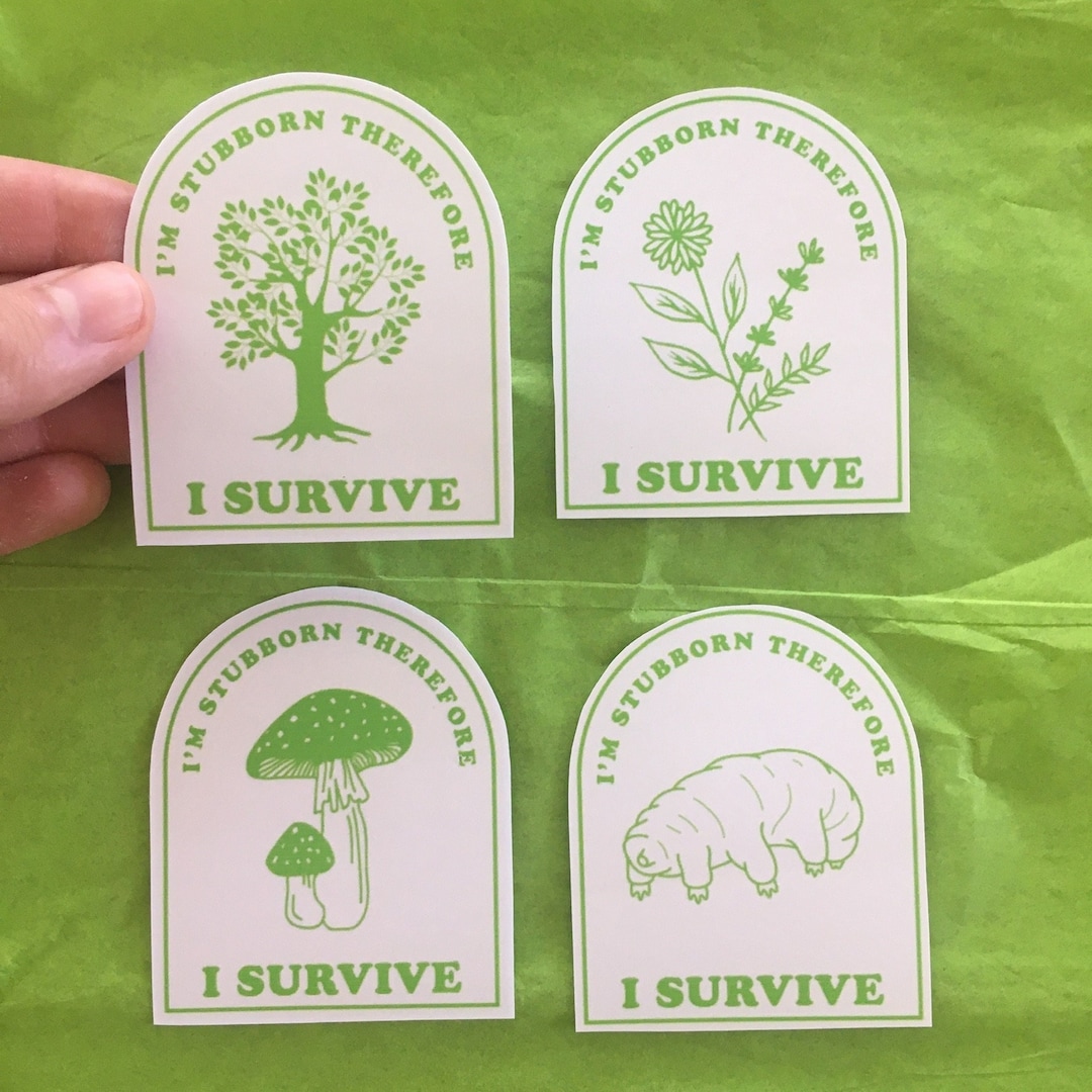 Stubborn Survivor Stickers: Survive Tardigrade Water Bear Wildflowers ...