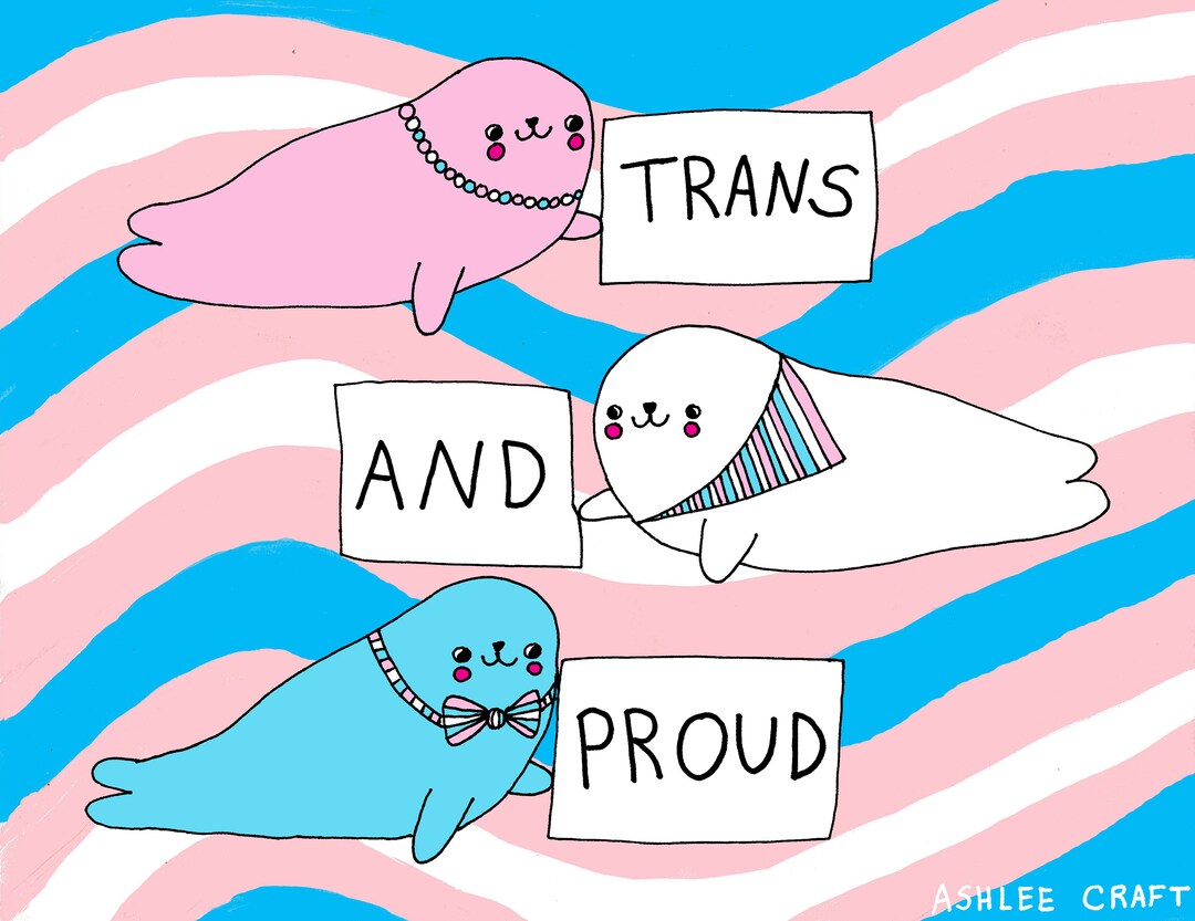 Trans and Proud Pride Seals Poster Print Transgender Transman ...