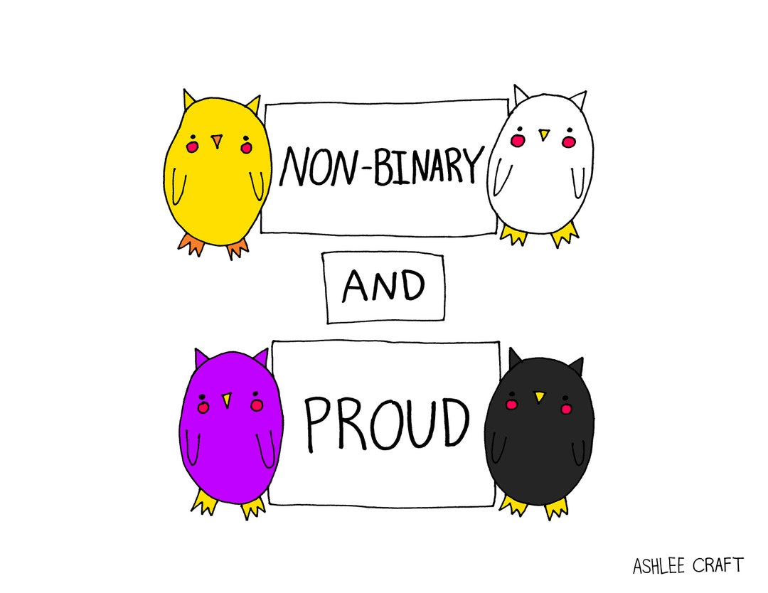 Non-binary & Proud Cute Owls Enby Pride LGBTQIA Art Poster - Etsy