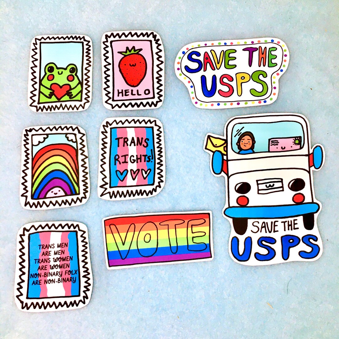 Save the USPS Stickers/magnets Colorful Fake Stamp Frog Phrog ...