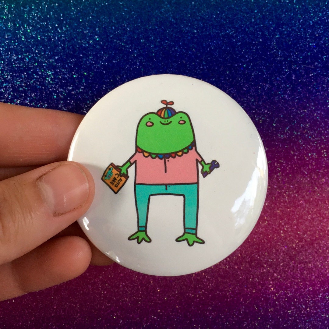 Frog Wearing Propeller Hat: Round 2.25" Pinback Pin Button - Etsy
