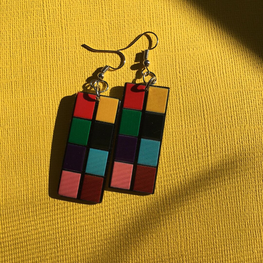 Paint Palette Rectangle Dangle Drop Earrings - Clip Ons Makeup Palette ...