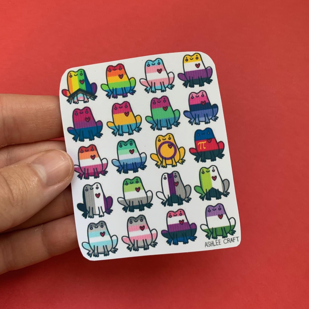 Queer Pride Frog Print Sticker Gay Lesbian Ace Aro Demigirl Demiboy ...