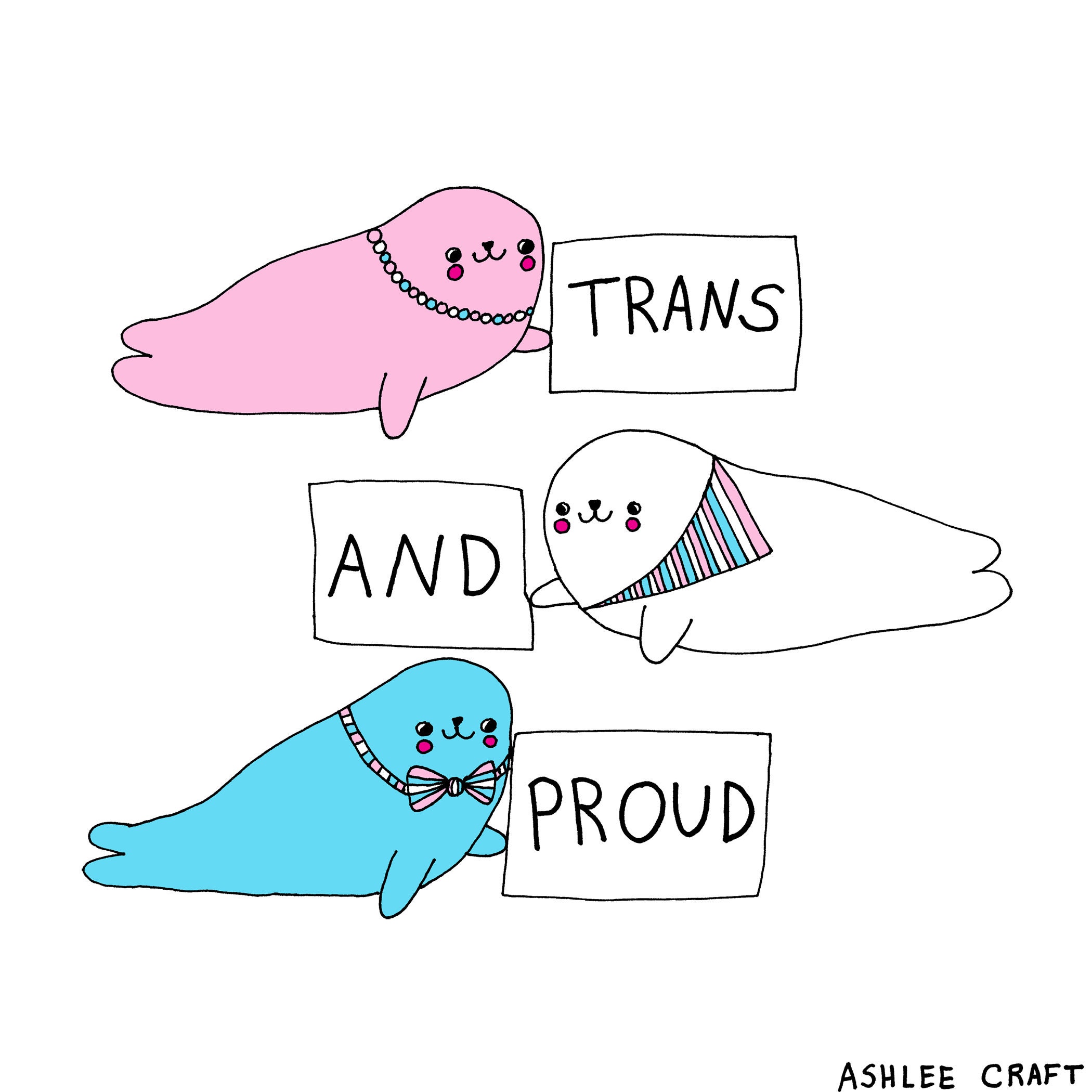 Trans and Proud Seals Pride Animals Cute Transgender Pride | Etsy
