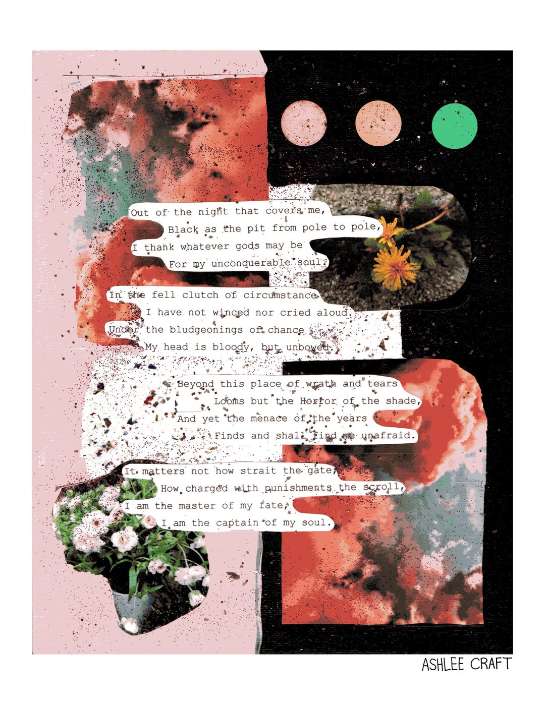 Invictus Poem Collage 8.5" X 11" Cardstock Print - William Ernest ...