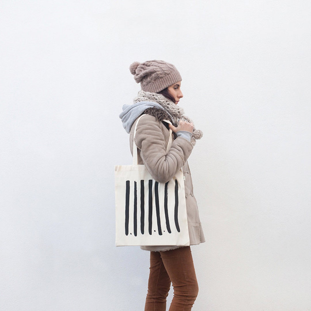 Minimal Lines - Tote Bag, Shopping Bag, Cotton Tote - Hand Screen ...