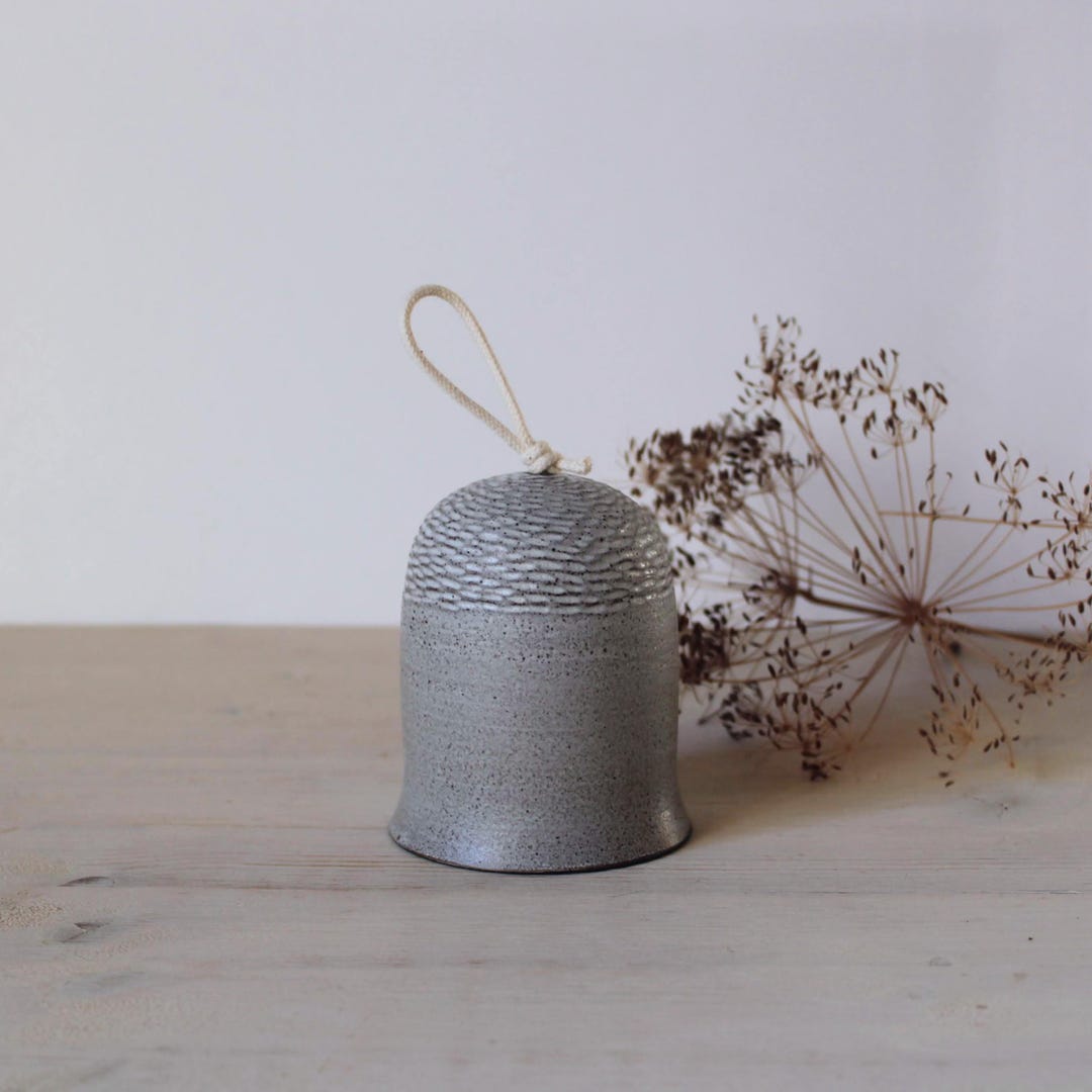 Ceramic Bell, Thrown Pottery Bell, Black Clay Bell, Stoneware Bell, One ...