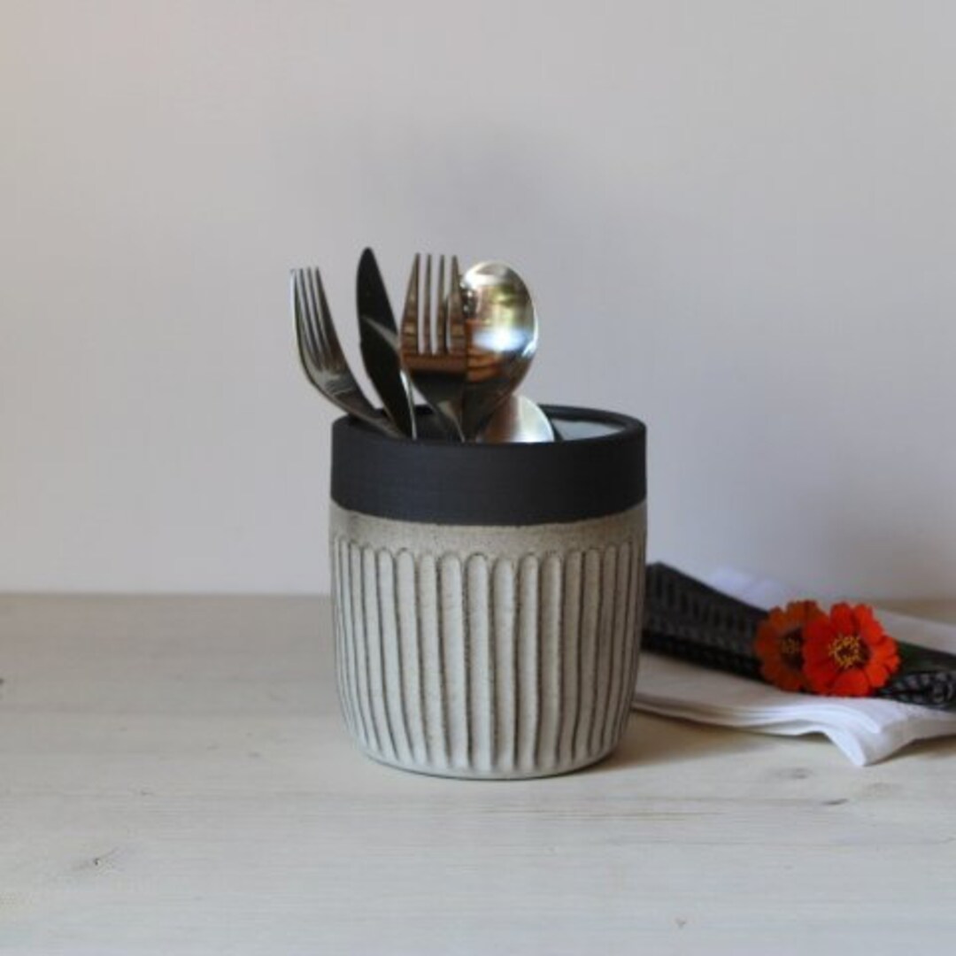 Ceramic Cutlery Storage, Handmade Planter, Ceramic Plant Pot, Cylinder ...