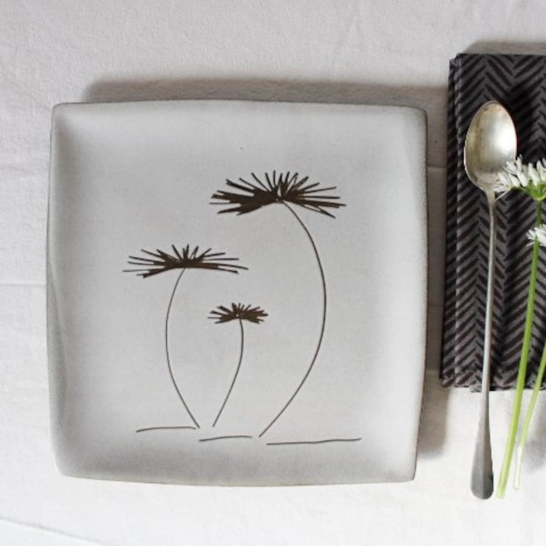 Square Ceramic Plate, Stoneware Serving Plate, Pottery Plate, Fruit ...