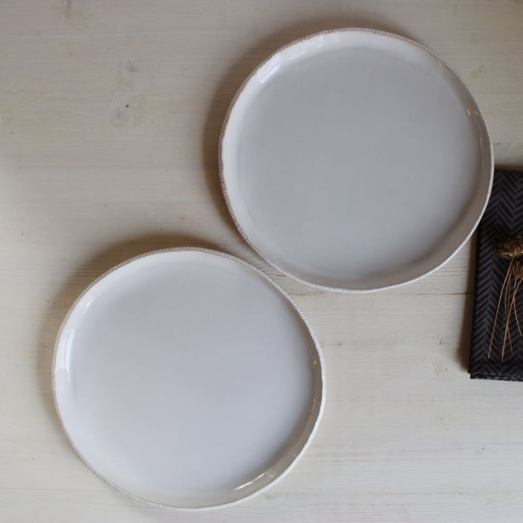 White Ceramic Plates, Stoneware Plates, Hand Built Plates, Dinner ...