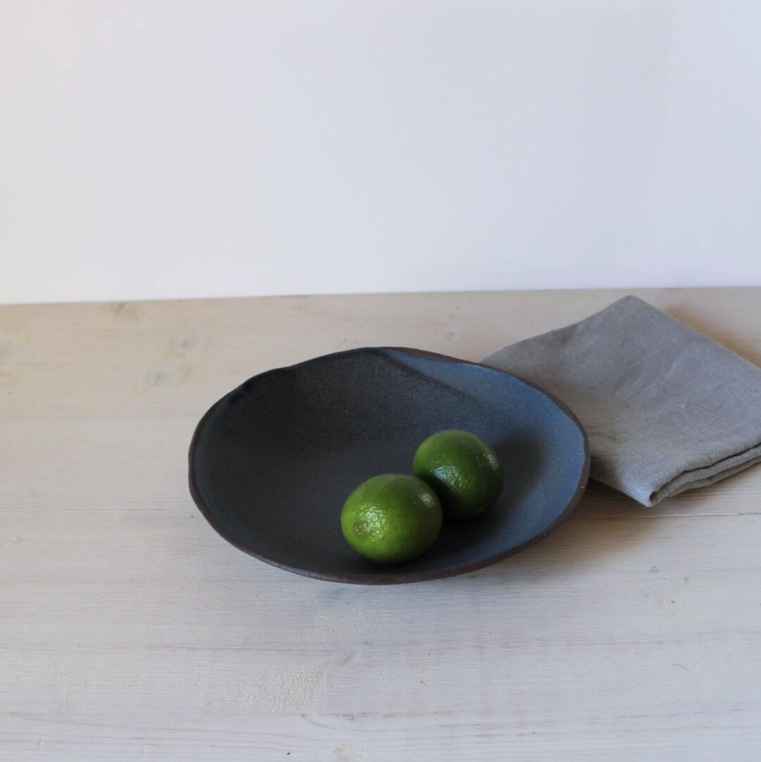 Hand-built Bowl, Blue Stoneware, Fruit Bowl, Modern Ceramic, Dishwasher ...