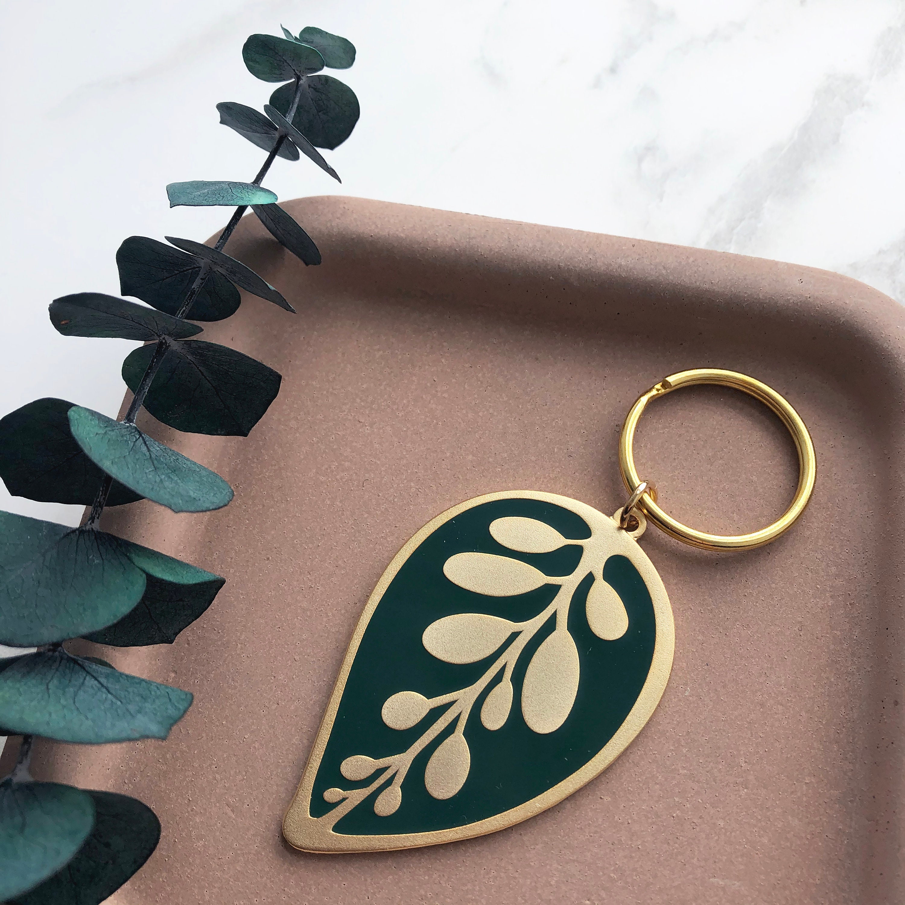 Plant Keyring Calathea Leaf Keychain Enamel Leaf Keyring | Etsy