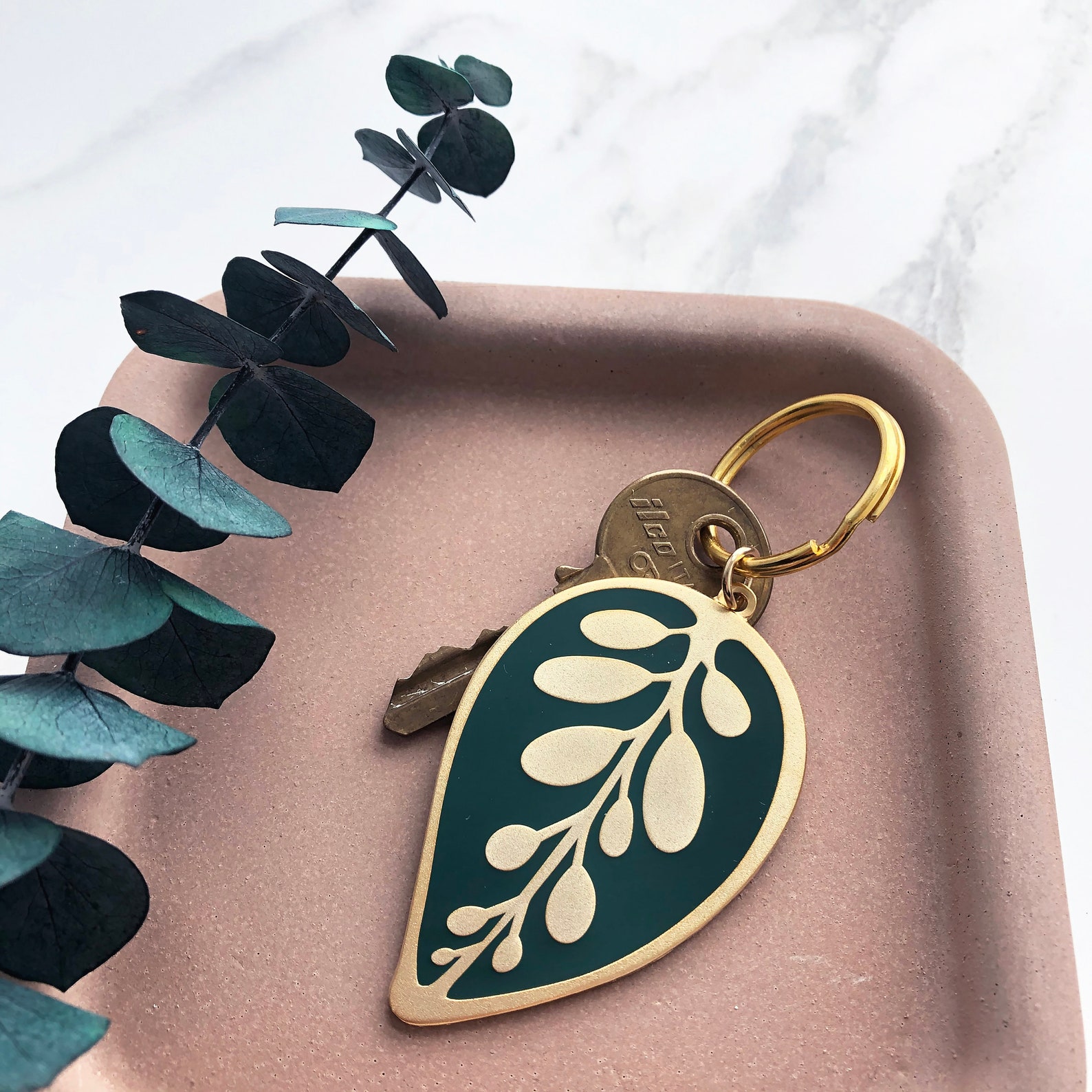 Plant Keyring Calathea Leaf Keychain Enamel Leaf Keyring - Etsy