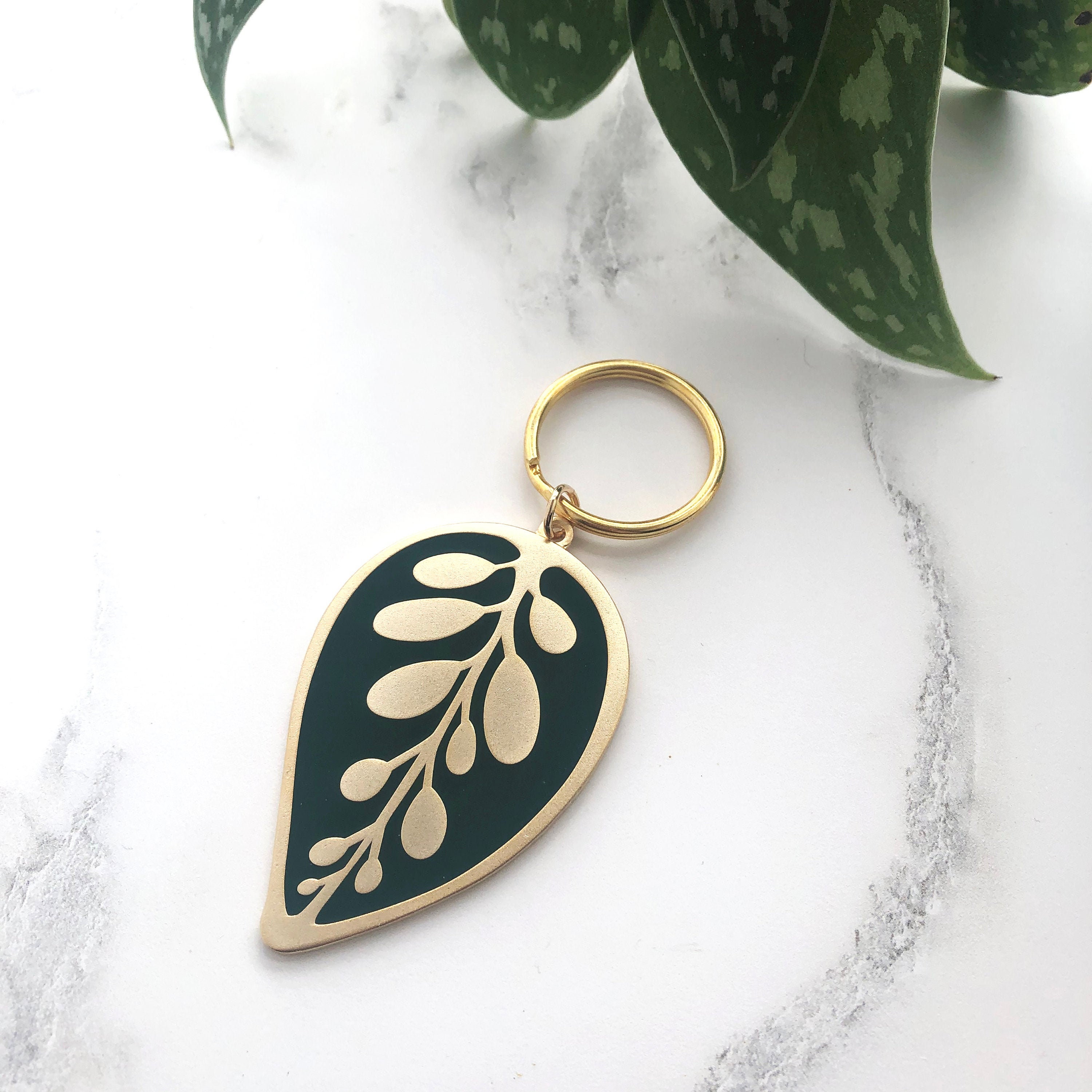 Plant Keyring Calathea Leaf Keychain Enamel Leaf Keyring - Etsy UK