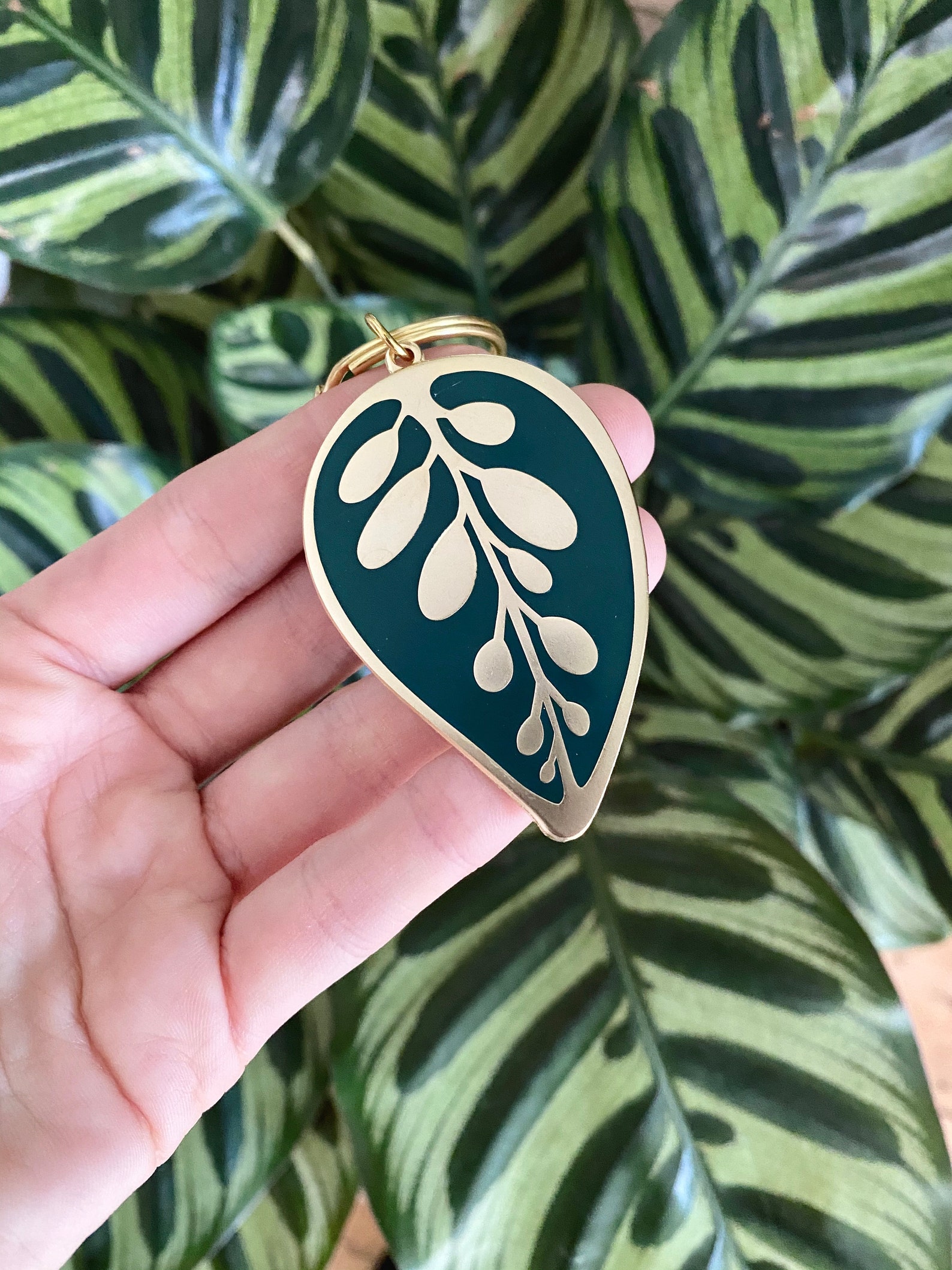 Plant Keyring Calathea Leaf Keychain Enamel Leaf Keyring - Etsy UK