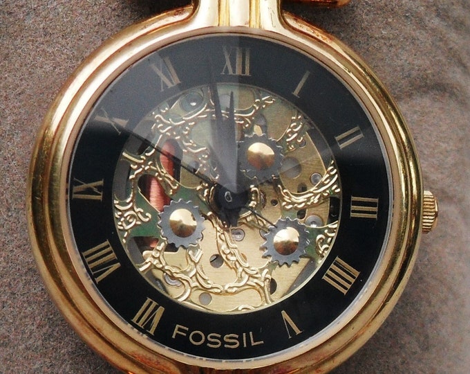 Vintage Fossil PC-9528 "machine" Black/gold Ladies Watch - Etsy