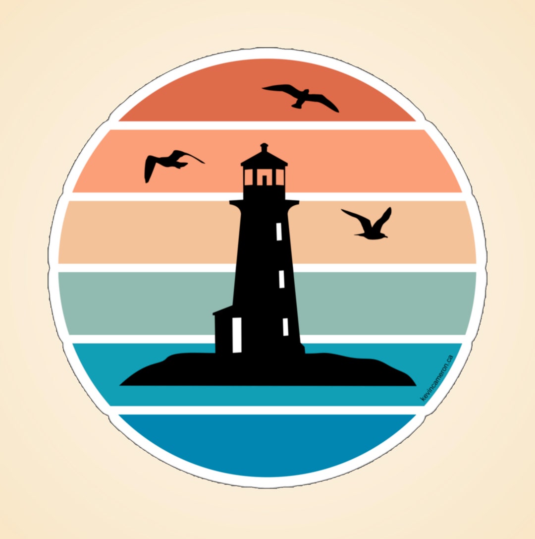 Retro Sunset Sticker Lighthouse Sunset Sticker of Peggy's Cove Sticker ...