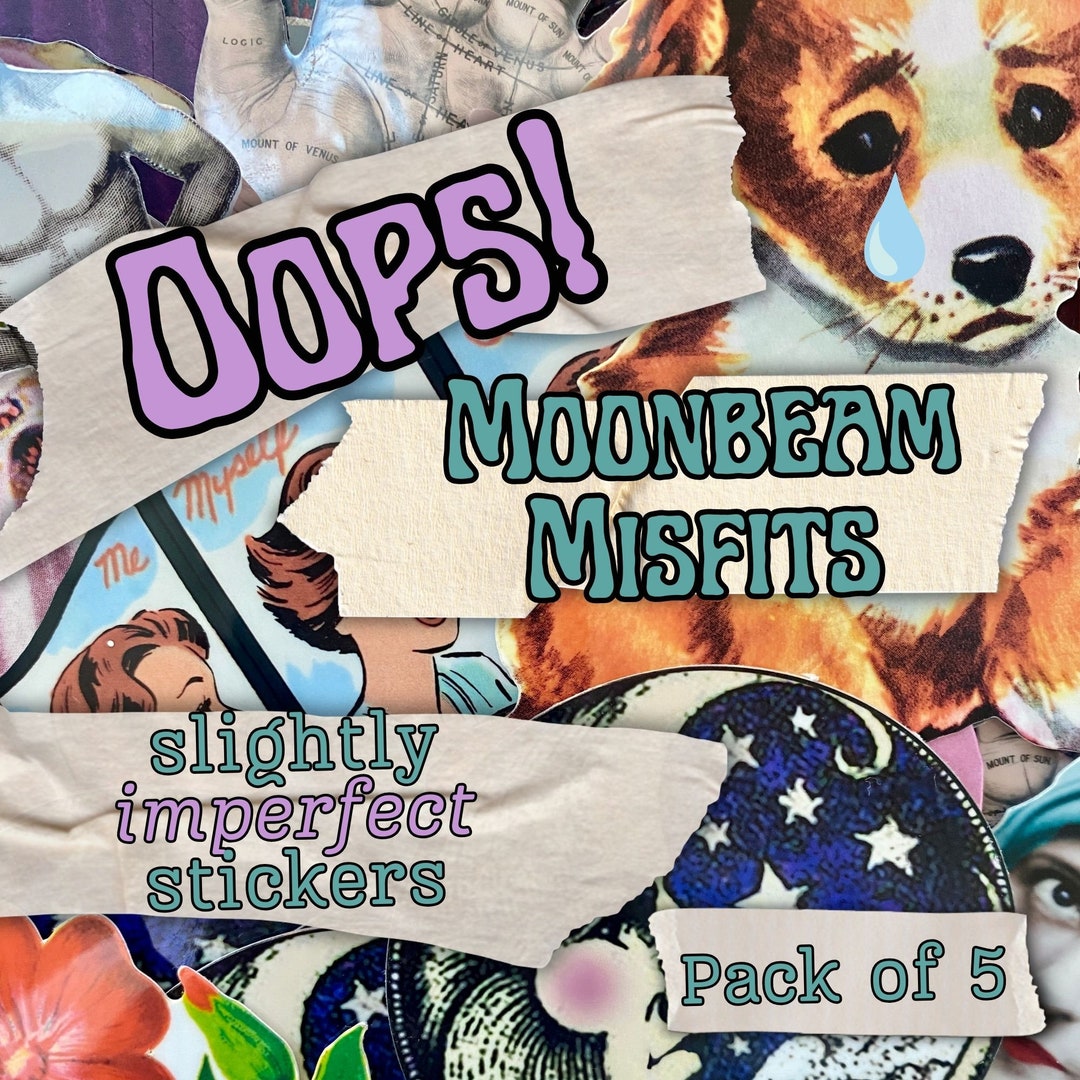 5 Pack Vintage-style Stickers, Moonbeam Misfits! Not-quite-perfect ...