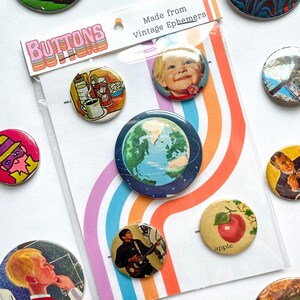 Vintage Pin-back Buttons Surprise Mystery Set Five per Order. Grab Bag ...