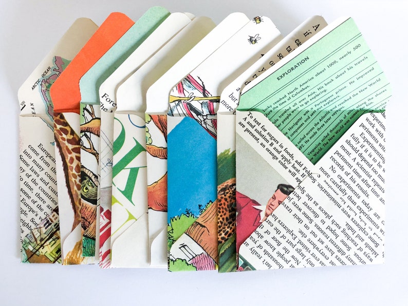 10 Vintage Paper Small Envelopes Handmade Repurposed Upcycled | Etsy