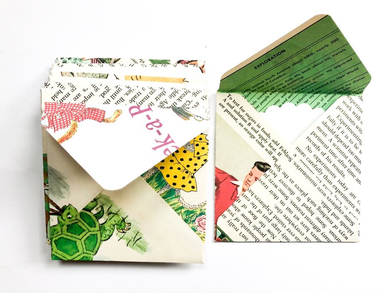 10 Vintage Paper Small Envelopes Handmade Repurposed Upcycled | Etsy