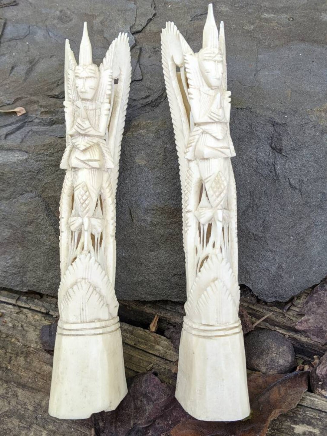 Carved Bone Totems (pair) - Etsy