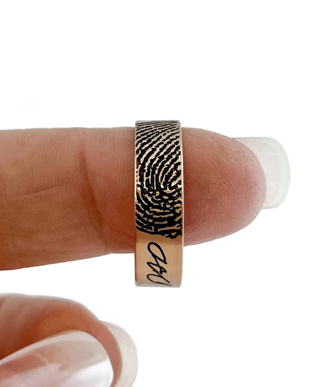 Sarah Ring | Custom Bronze Handwriting Ring, Memorial Fingerprint ...