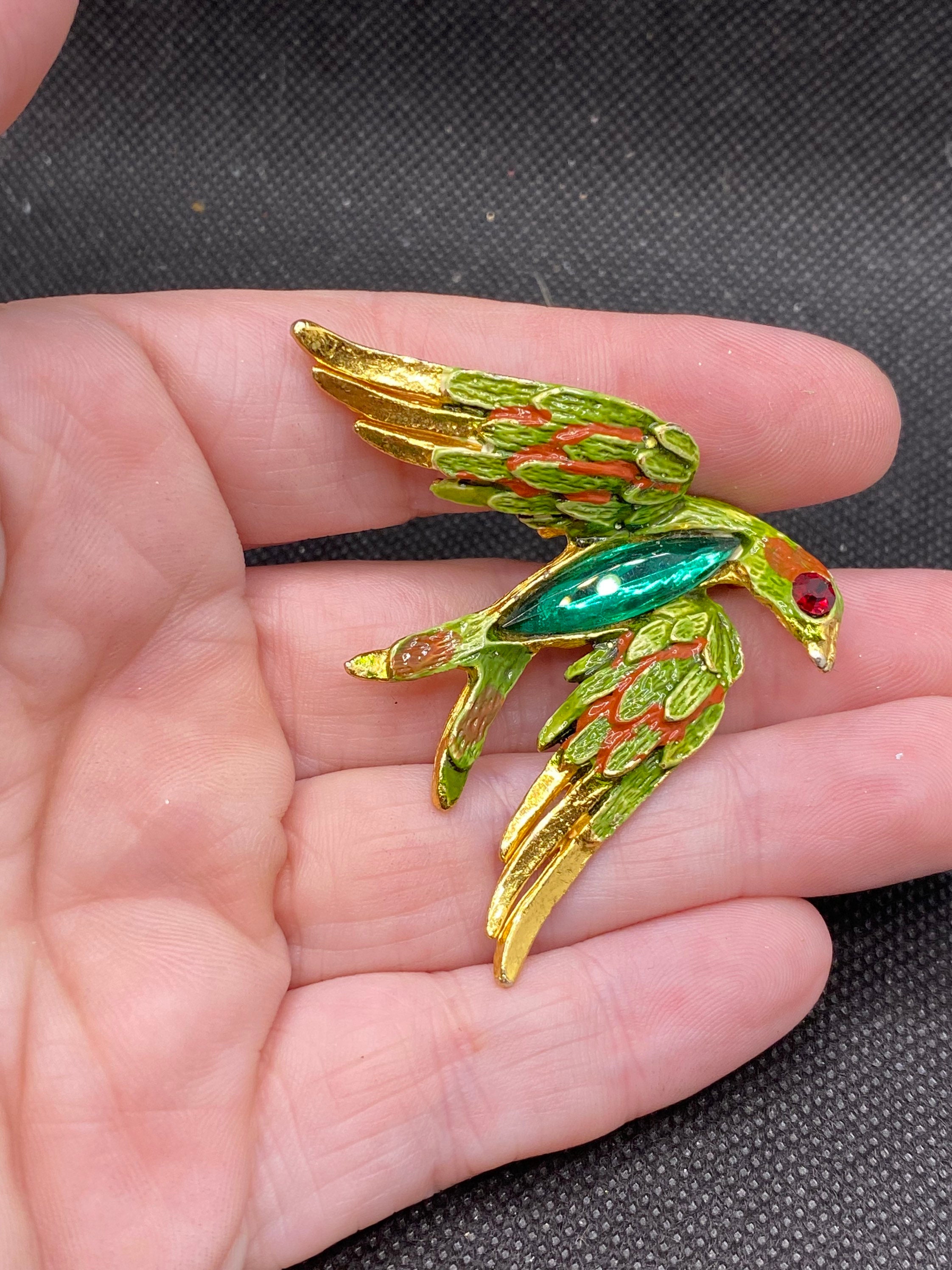 Vintage Enamel Swallow Bird of Paradise Pin - Etsy