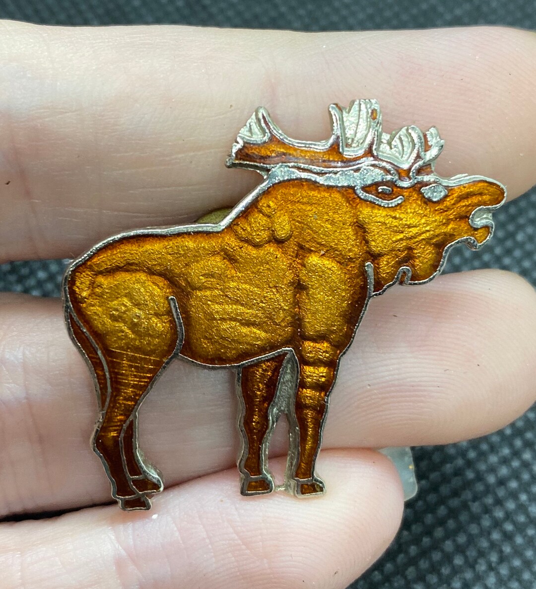 Vintage Enamel Moose or Reindeer Pin - Etsy