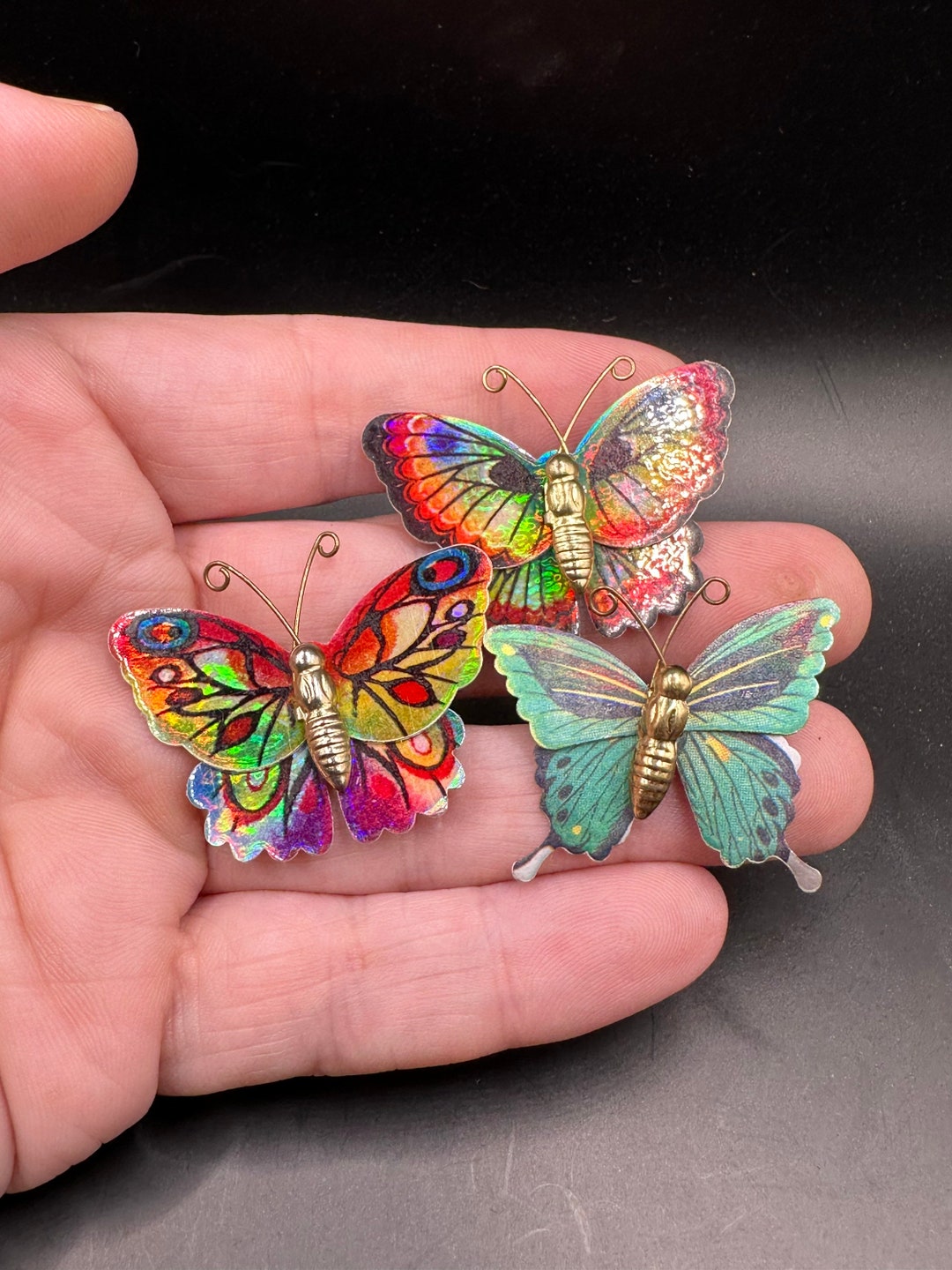 Vintage Set of Lightweight Reflective Butterfly Pins - Etsy