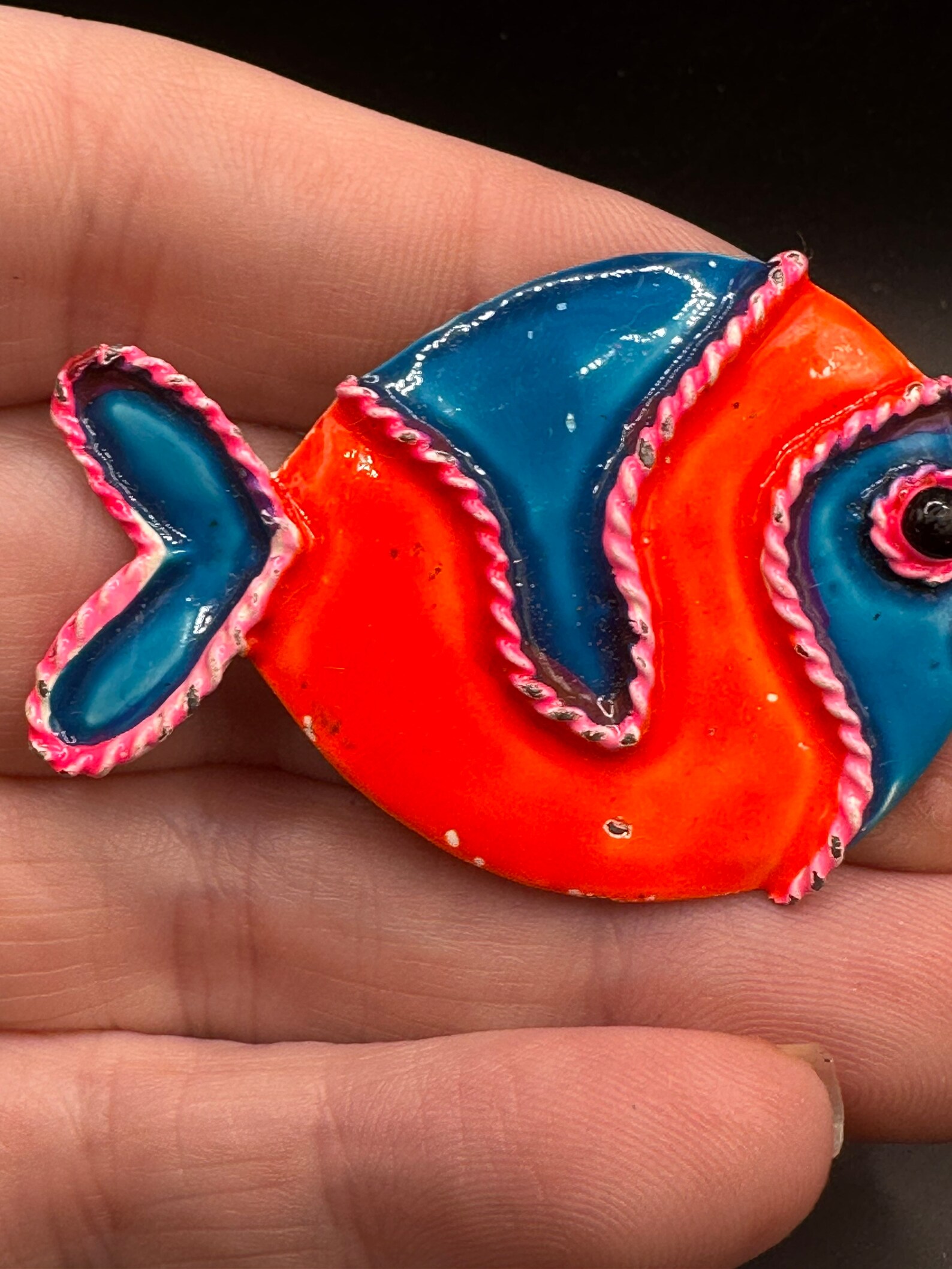Vintage Enamel Fish Pin - Etsy
