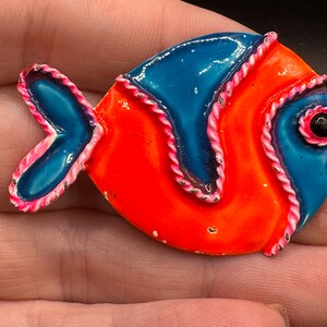 Vintage Enamel Fish Pin - Etsy