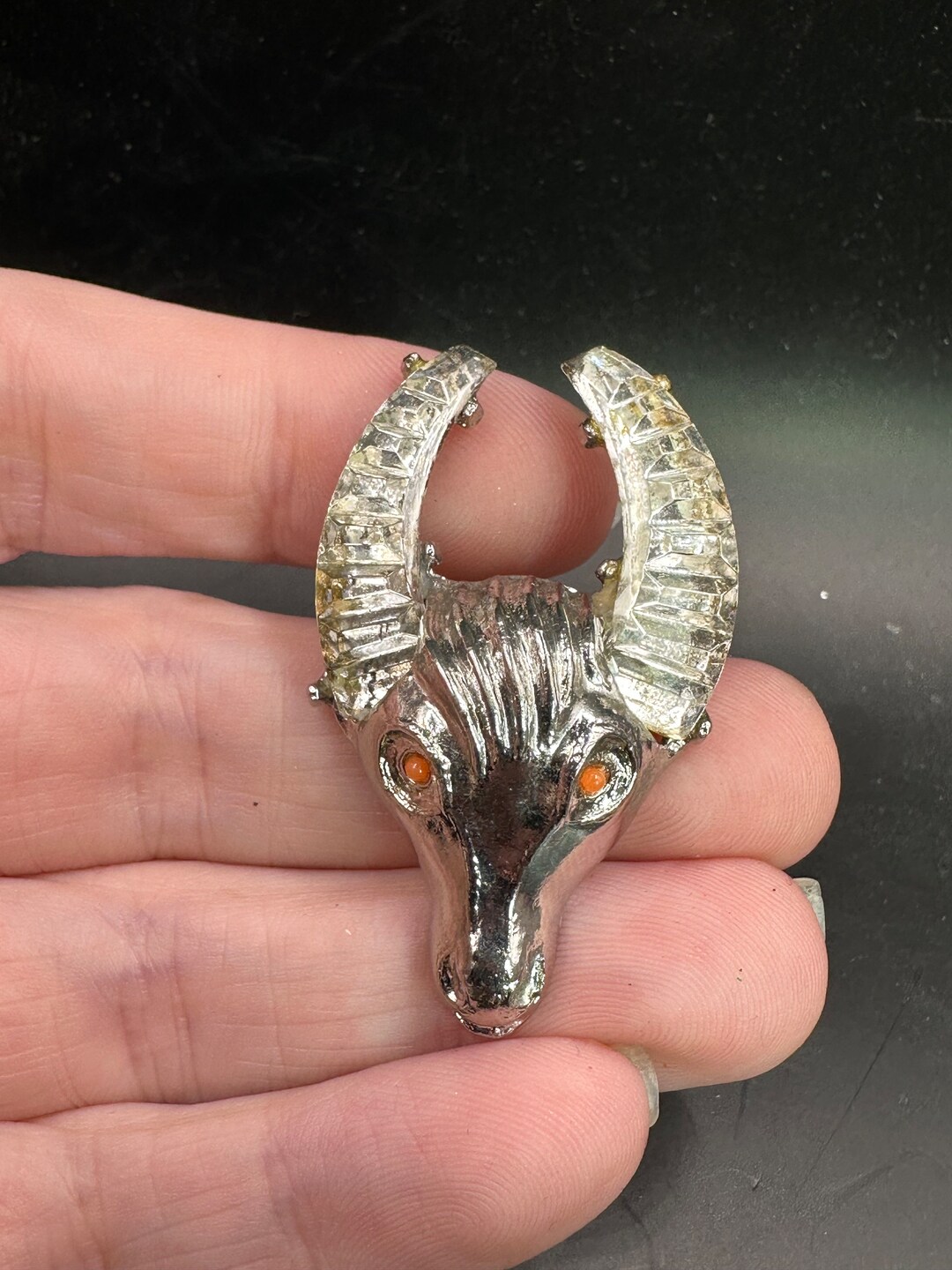Vintage Lucite Horned Ram Pin - Etsy