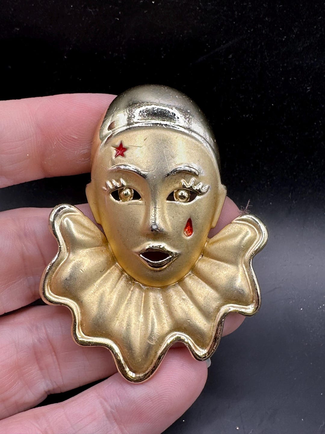 Vintage French Style Crying Tears Enamel Clown Pin - Etsy