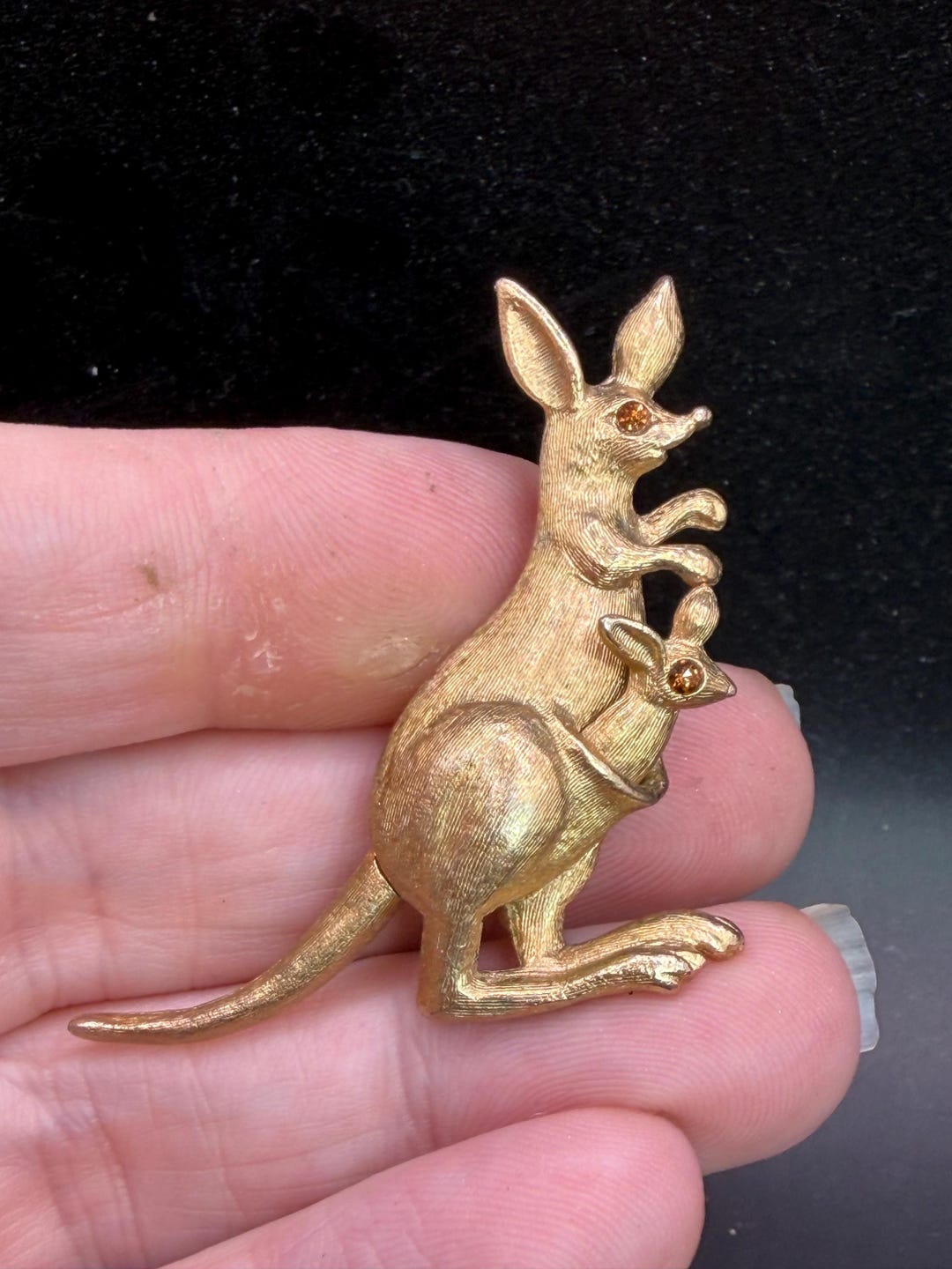 Vintage Kangaroo Pin With Rhinestones Moving Baby Kid by Avon - Etsy