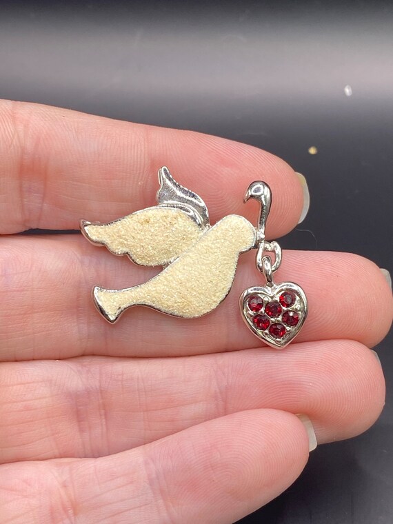 Vintage christmas dove pin - Gem