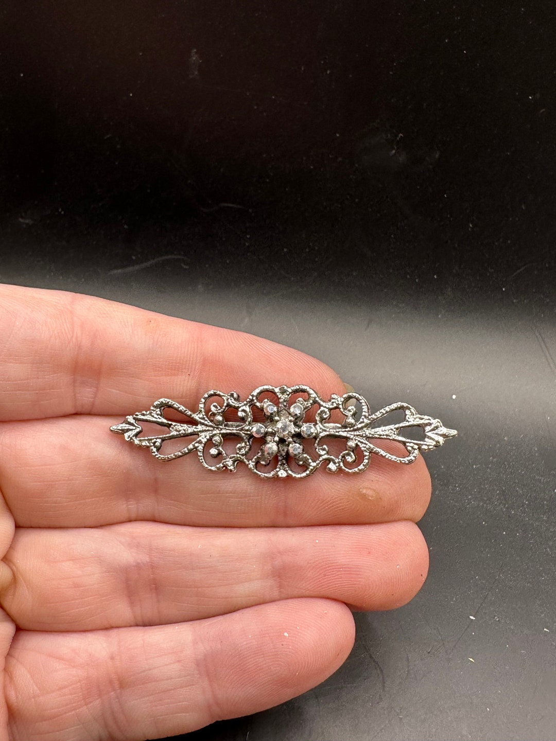 Vintage Victorian Style Bar Pin With Rhinestones - Etsy