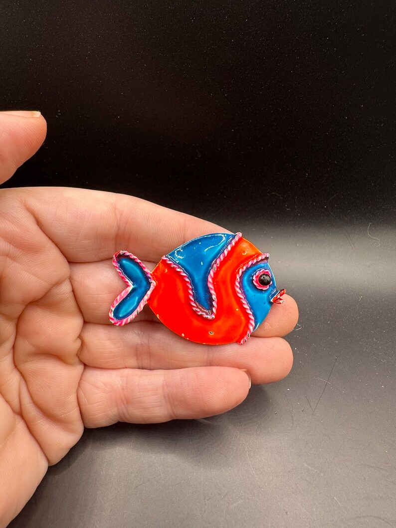 Vintage Enamel Fish Pin - Etsy