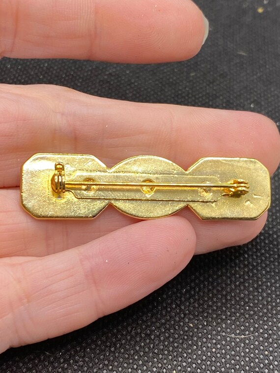Vintage Art Deco 1980’s Style Rhinestone Bar Pin - Gem
