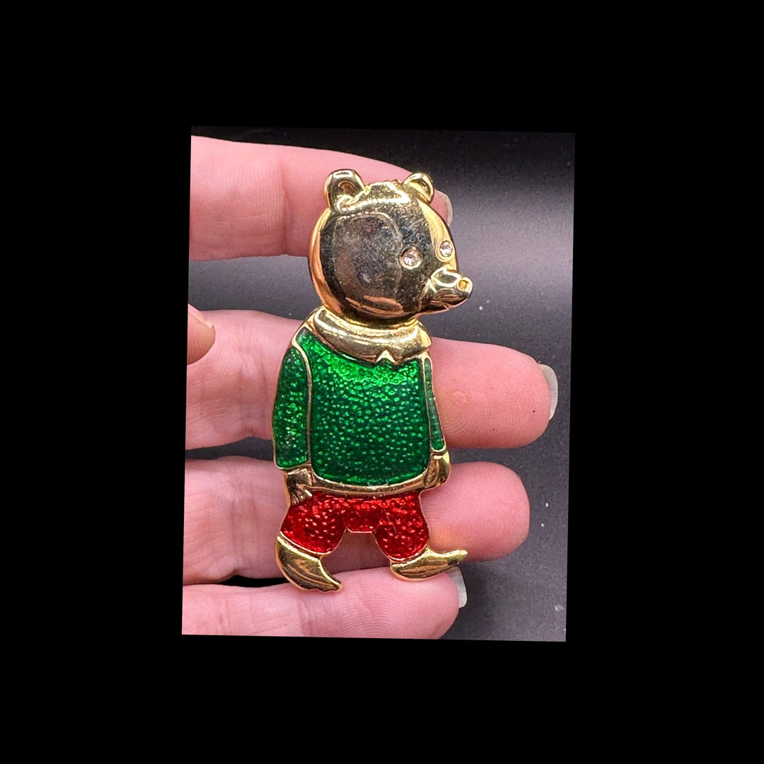 Vintage Teddy Bear Pin - Etsy