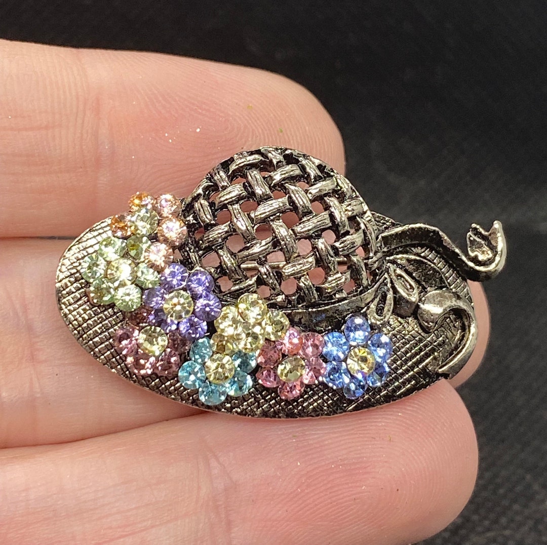 Vintage Garden Hat With Flowers Pin - Etsy