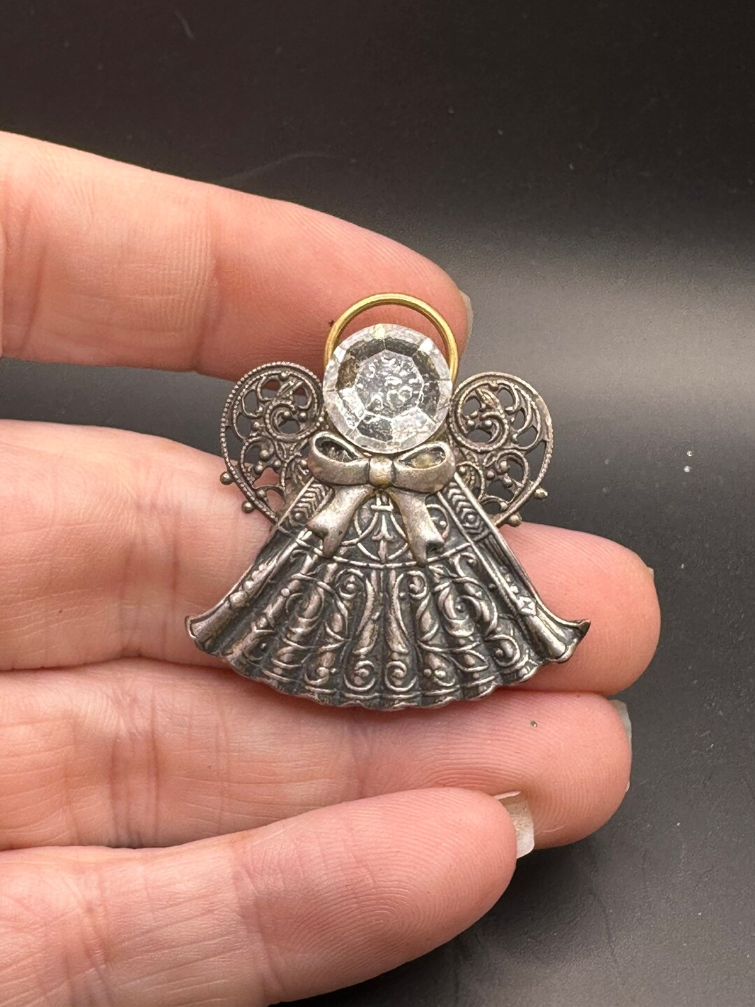 Vintage Mixed Metal Angel Pin - Etsy