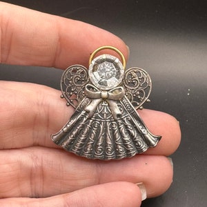 Vintage Mixed Metal Angel Pin - Etsy