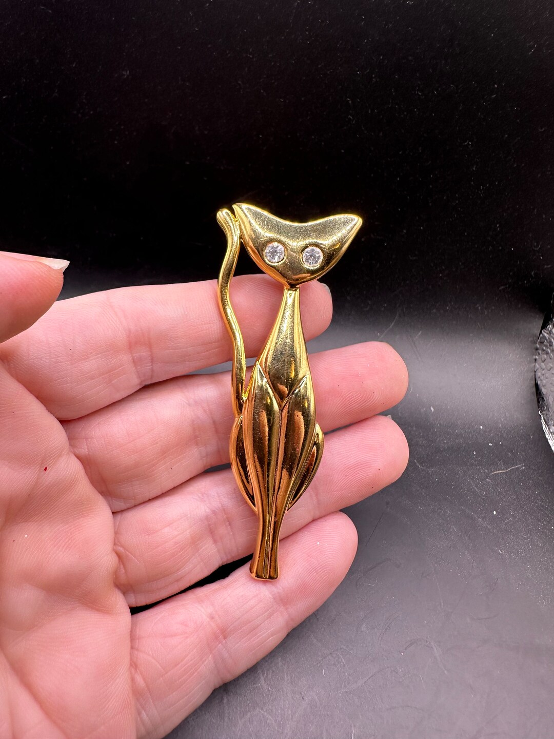 Vintage Mod Hip Mid-century Style Rhinestone Cat Pin - Etsy