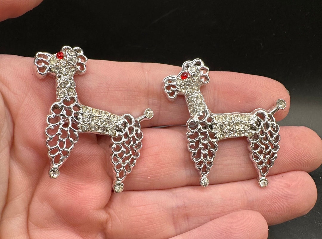 Vintage Rhinestone Poodle Dog Scatter Pins - Etsy