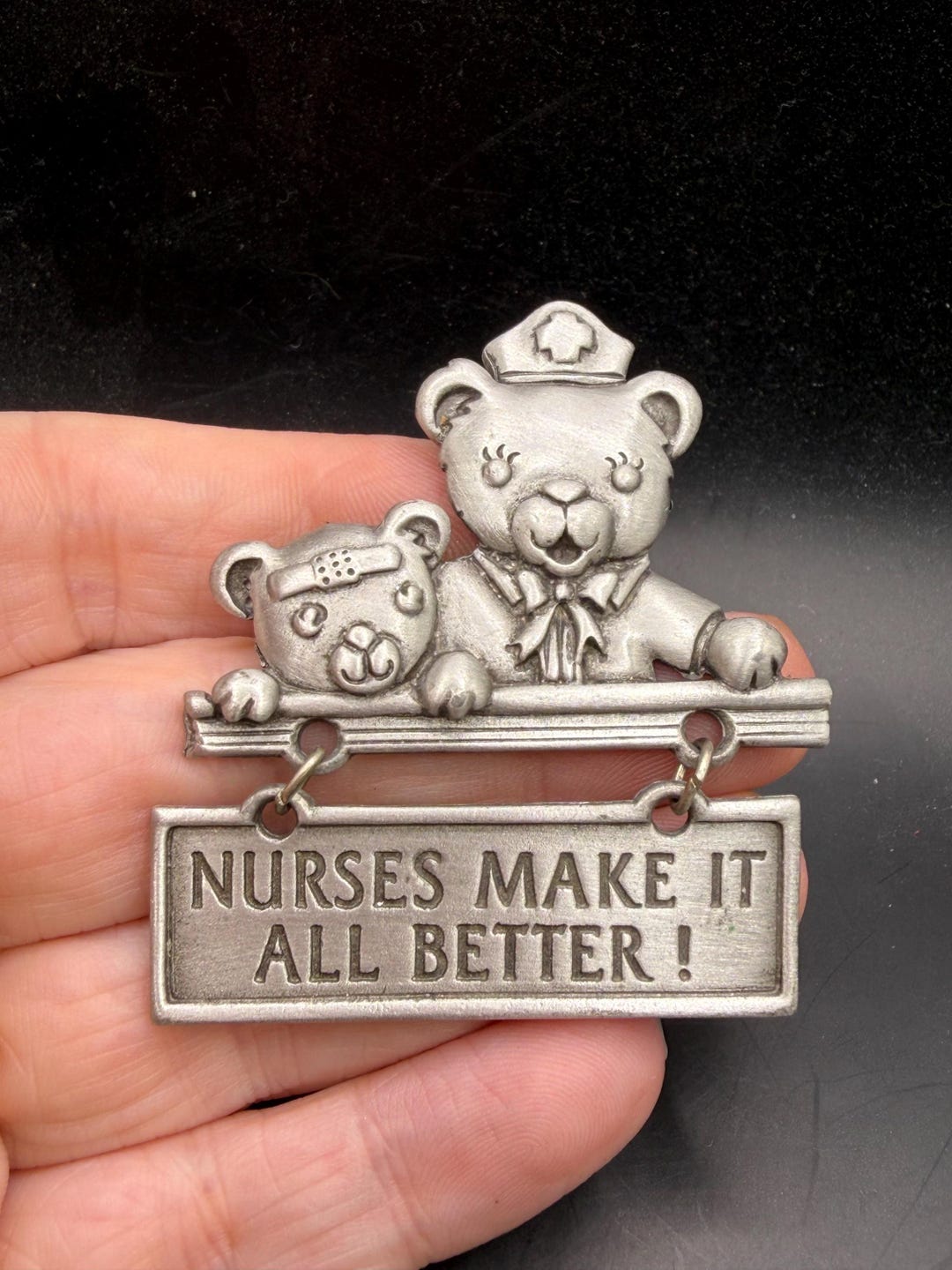 Vintage Nurses Make It All Better JJ Signed Nurse Hospital Teddy Brooch ...
