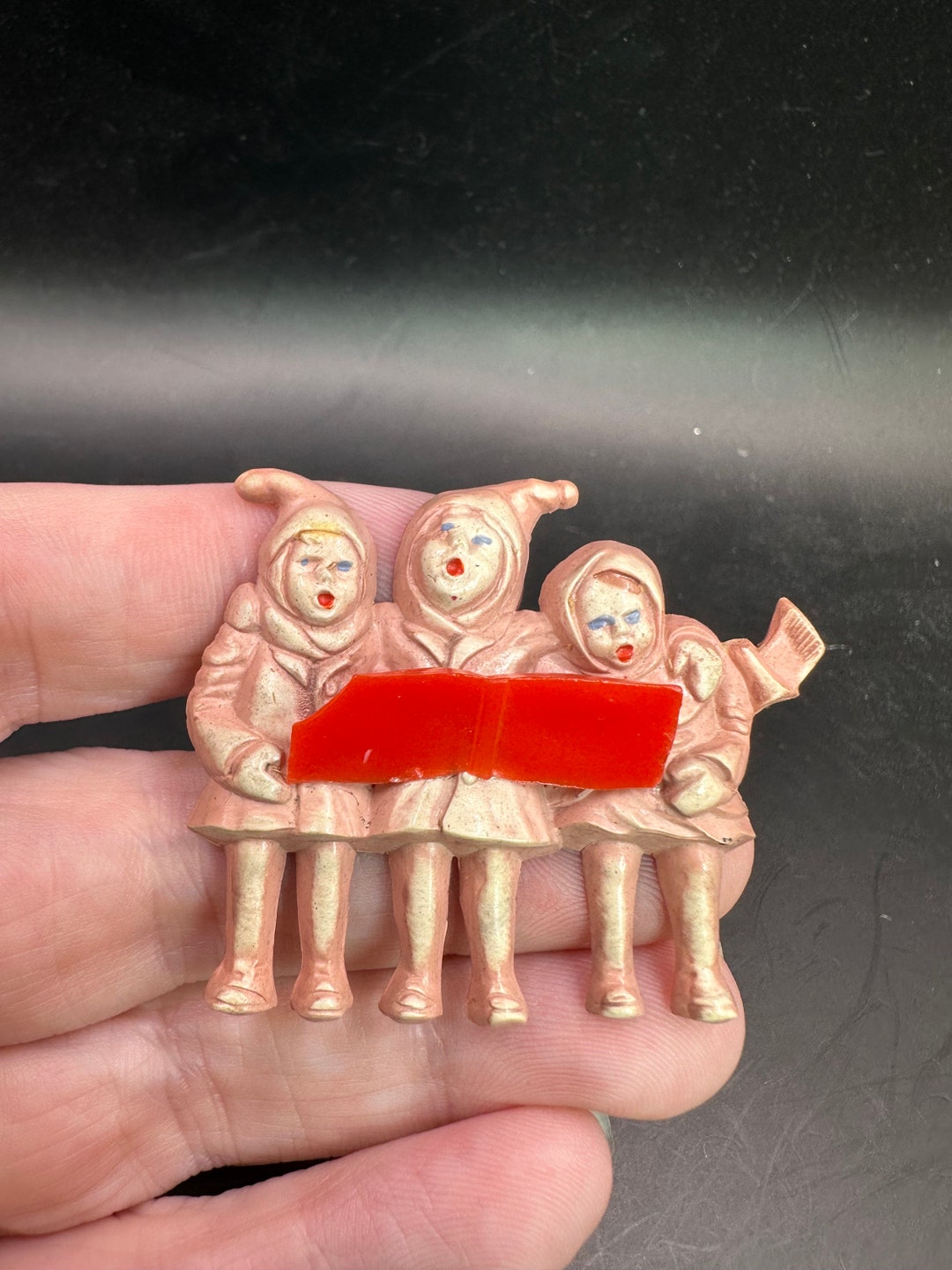 Vintage Celluloid Christmas Carol Singers Pin - Etsy