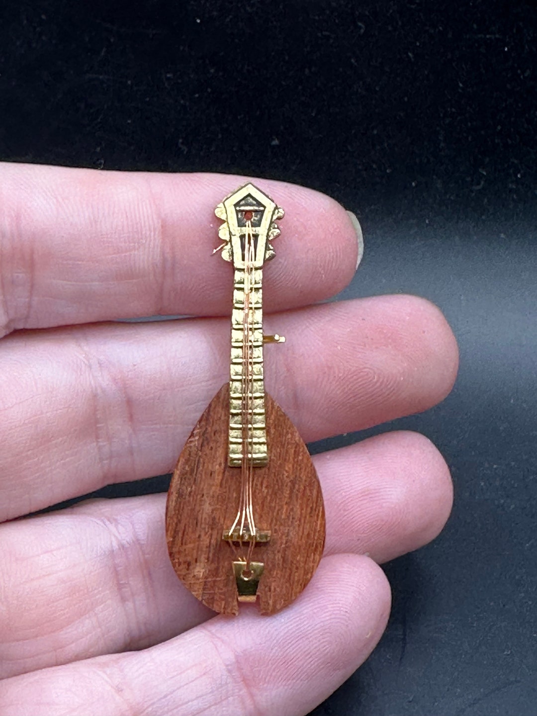 Vintage Wooden Metal Mandolin Lute Pin - Etsy