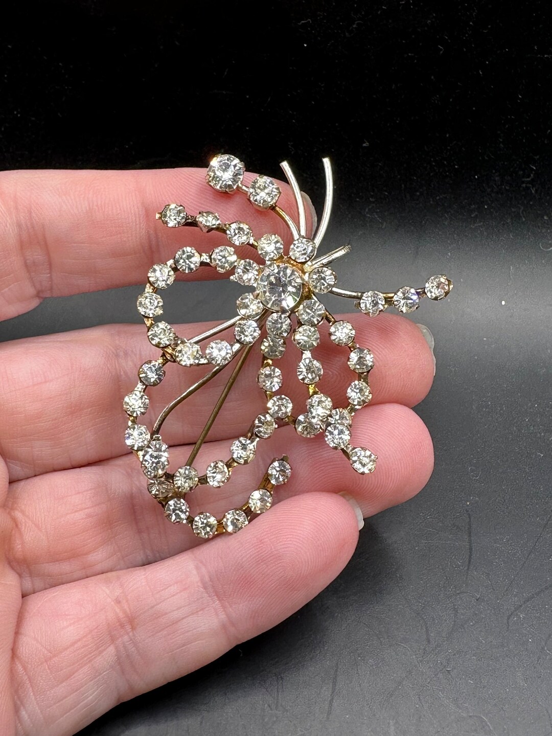 Vintage Art Deco Style Bow Pin With Rhinestones by Lisner - Etsy